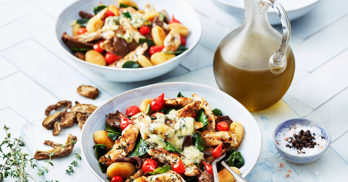 Pan-Fried Gnocchi with Chicken, Porcini and Blue Cheese | Living North