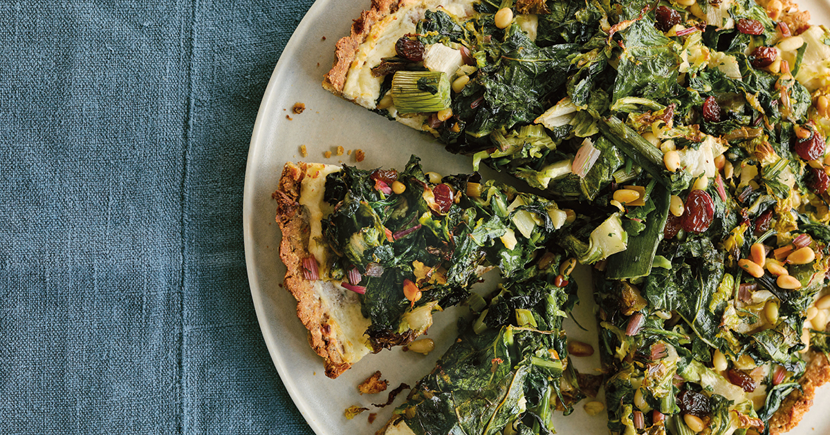 How to Make Bread tart with greens, pine nuts and raisins from Second ...