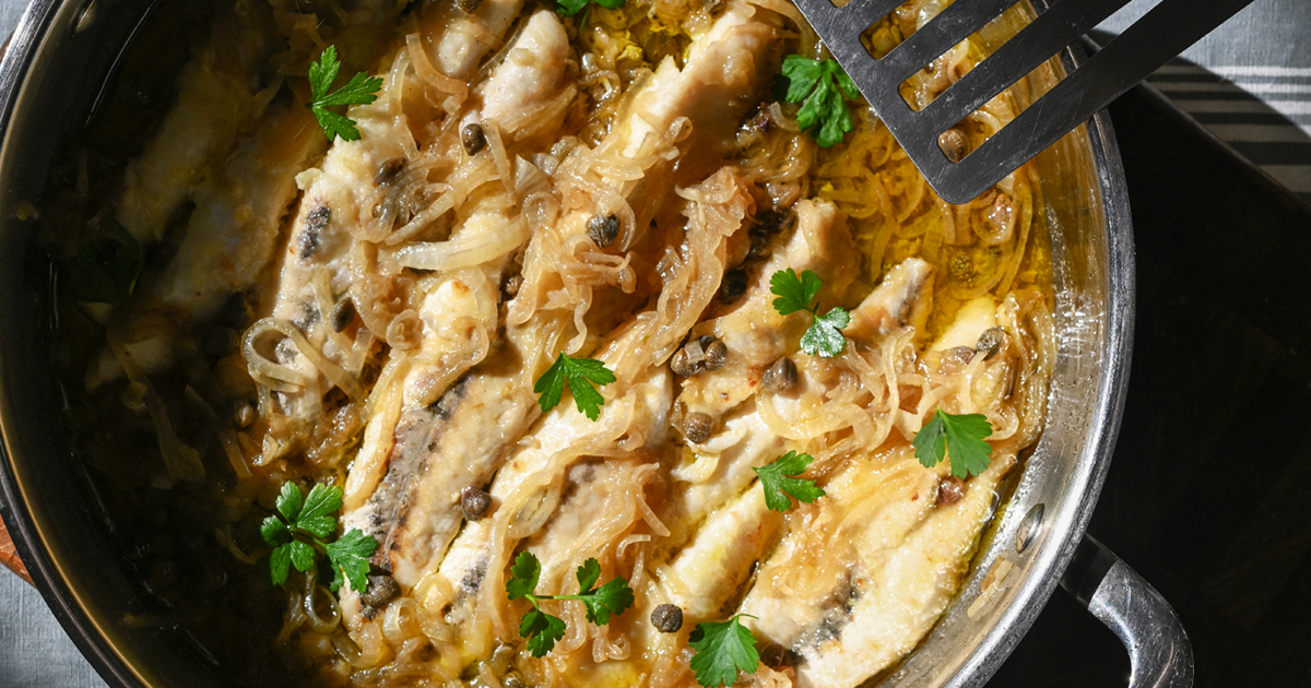 How to Make Fish fillets with Onion, Anchovies & Capers | Living North