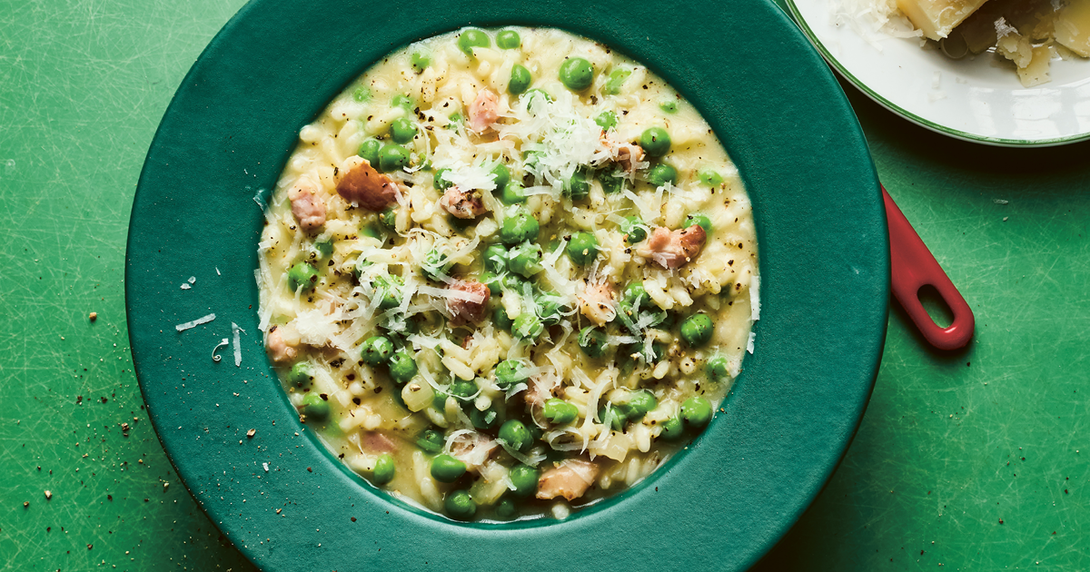 Quick and Easy Traditional Risotto with Pancetta, Peas and Parmesan ...